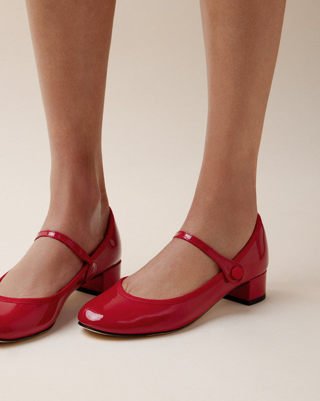 Babies Rose cuir verni Rouge flamme | Repetto Paris