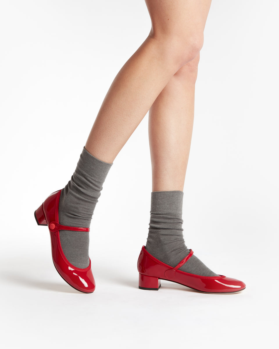 Babies Rose cuir verni Rouge flamme|Repetto Paris