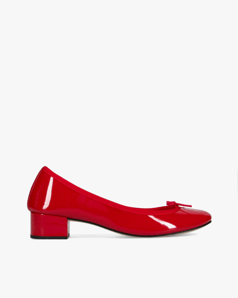 Ballerines Camille cuir verni Rouge flamme | Repetto Paris