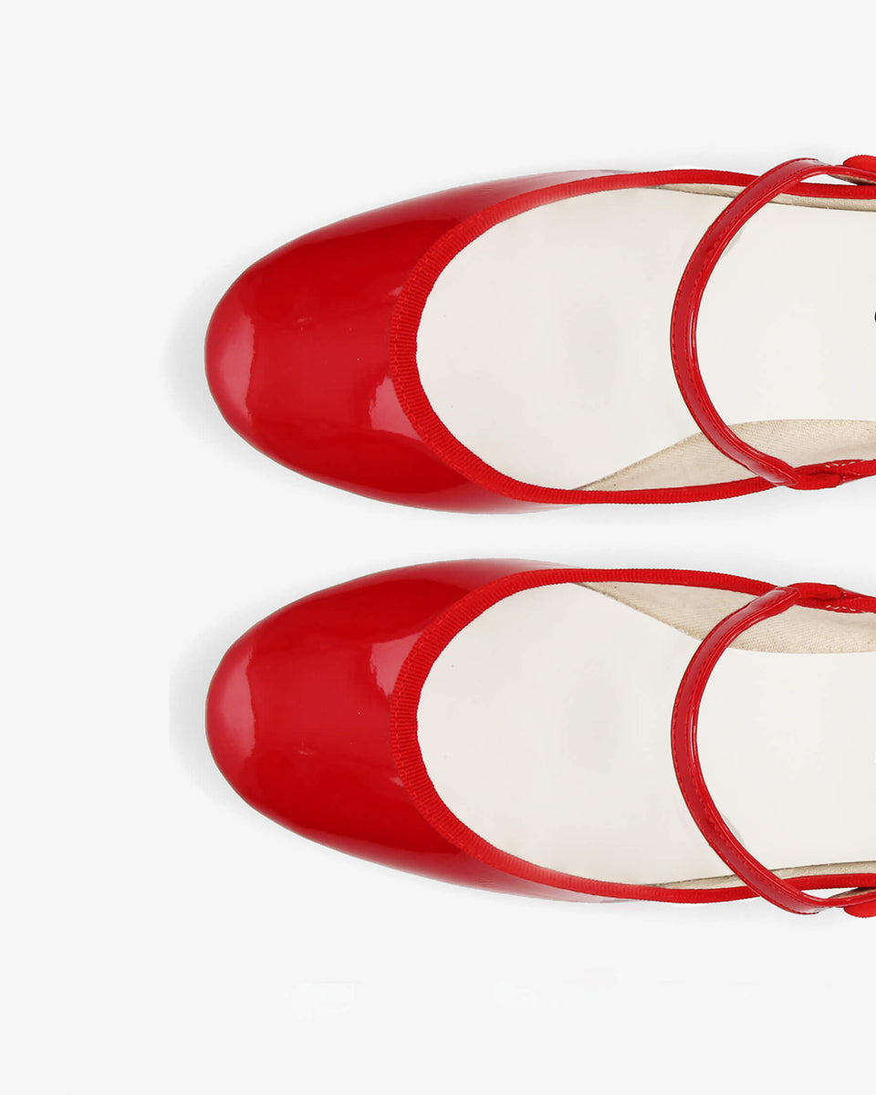 Babies Rose cuir verni Rouge flamme|Repetto Paris