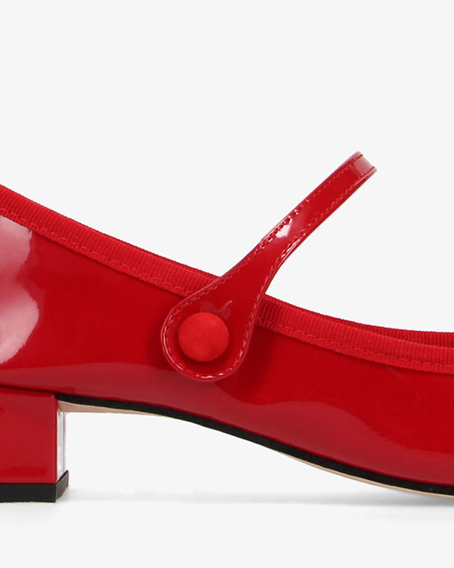 Babies Rose cuir verni Rouge flamme|Repetto Paris